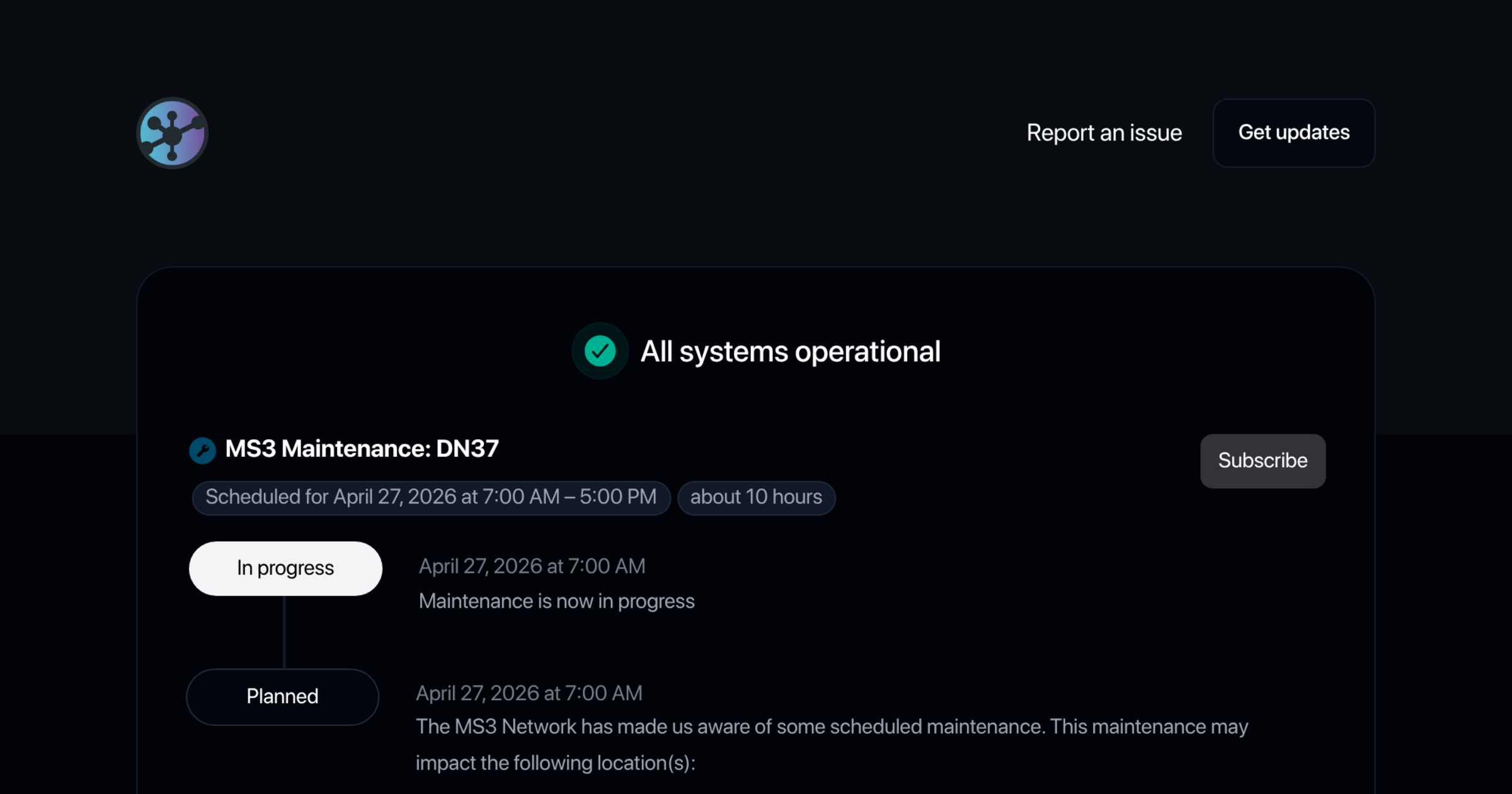 MTH Networks - Status